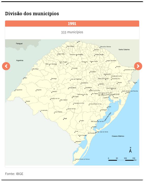 De quatro municípios para 497: veja a evolução do mapa do RS desde 1809 ...